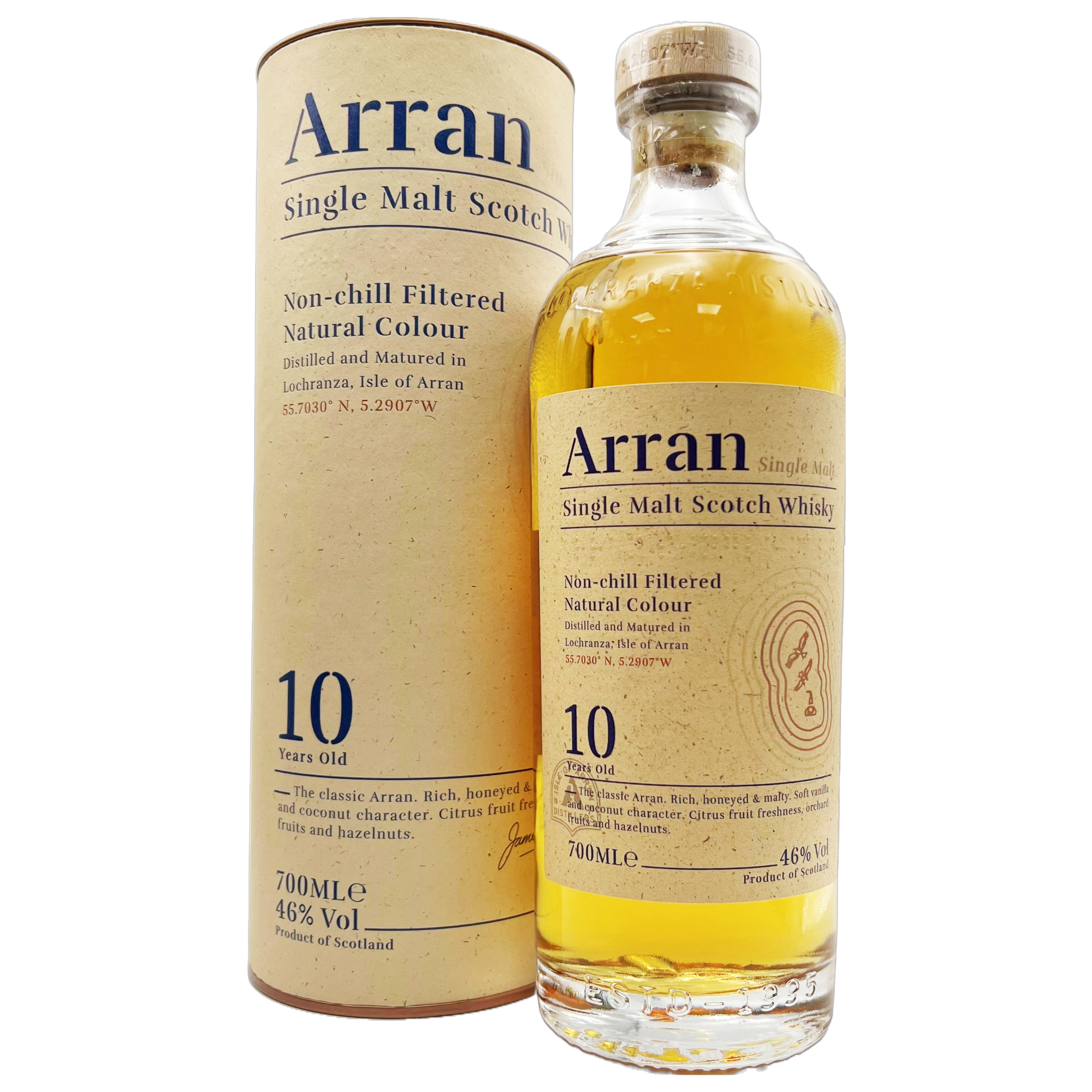 ARRAN 10 Year Old Island Single Malt Scotch Whisky Bottle (70cl) 46%abv ...